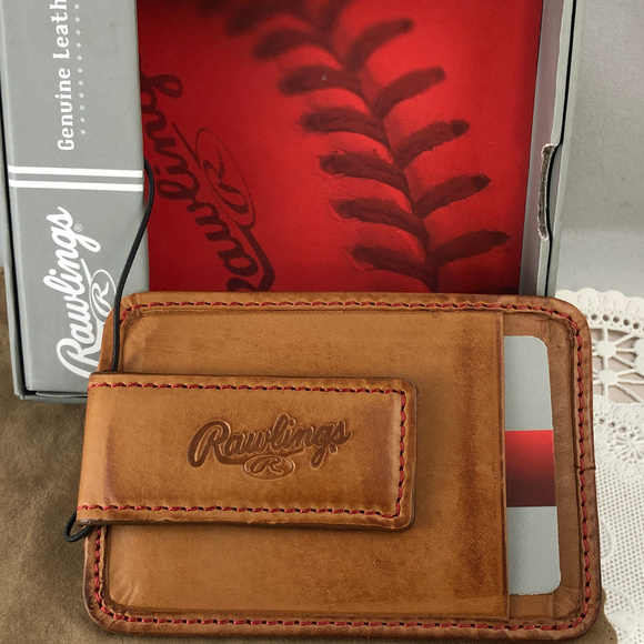 Rawlings | Bags | Baseball Stitch Front Pocket Wallet Brown And Red ...